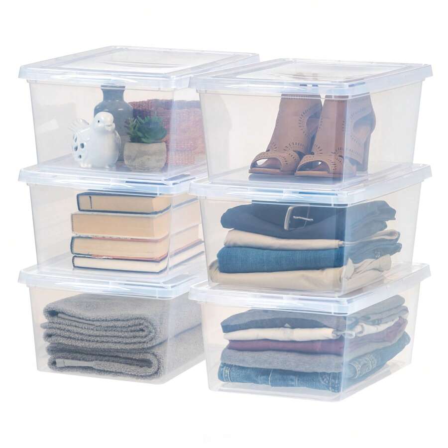 17 Qt. Plastic Storage Bins With Lids, Clear, Stackable Totes ...