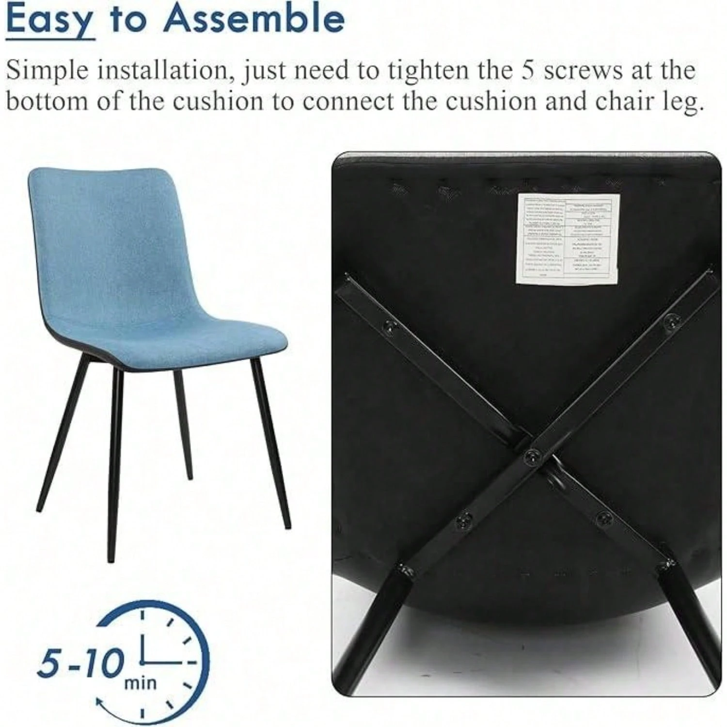 Dining Chairs For Kitchen Linen Fabric Modern Side Chairs With Metal ...