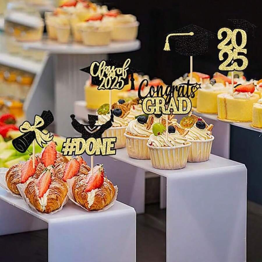 24pcs 2025 Graduation Cap Cupcake Decoration Class Of 2025 Cupcake ...