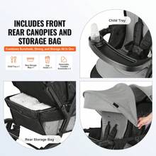 Twin Pram, Compact Folding Dual Seating Stroller, Modifiable Backrest ...