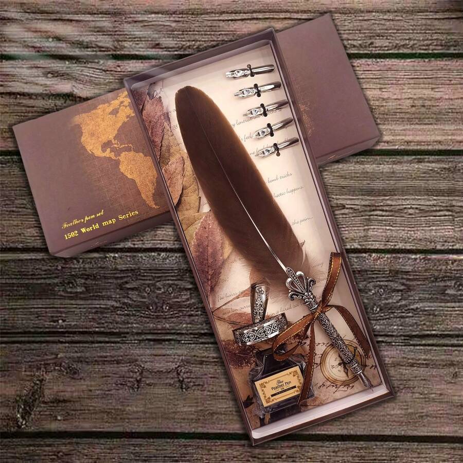 RIMEMO Feather Pen Set, Vintage Goose Feather Pen, Antique Feather Pen ...