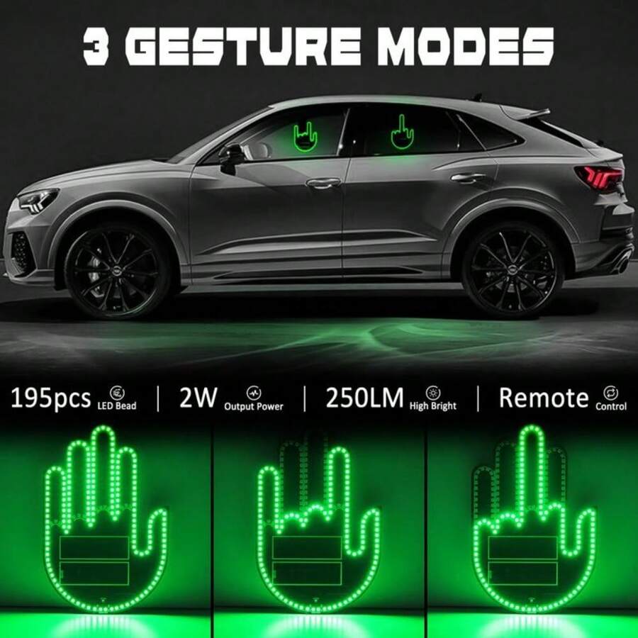 Rechargeable LED Car Rear Window Gesture Light With Remote - Funny Car ...