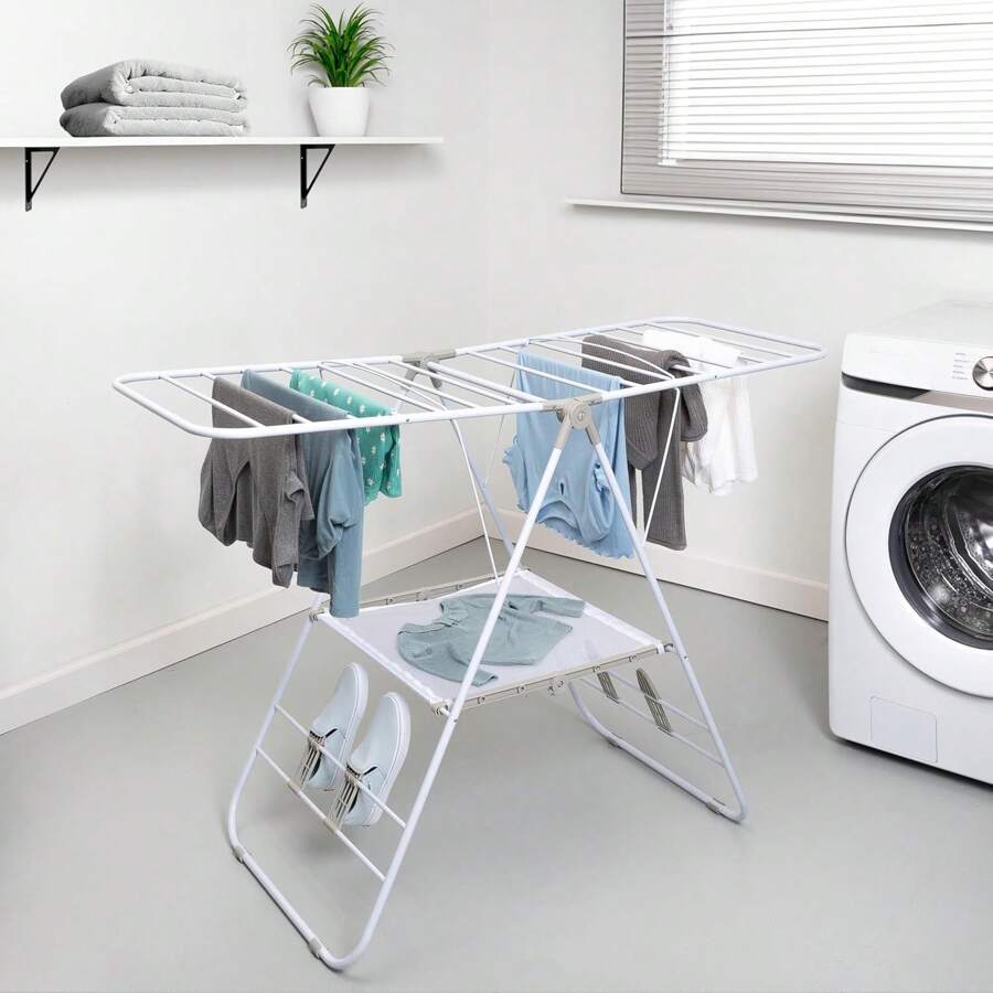 Heavy Duty Gullwing Drying Rack, White Metal.46-Linear Feet Of Drying ...