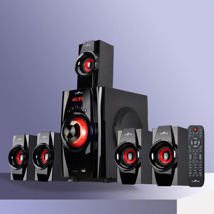 BeFree Sound BFS-410 5.1 Channel Surround Sound Speaker System In Red ...