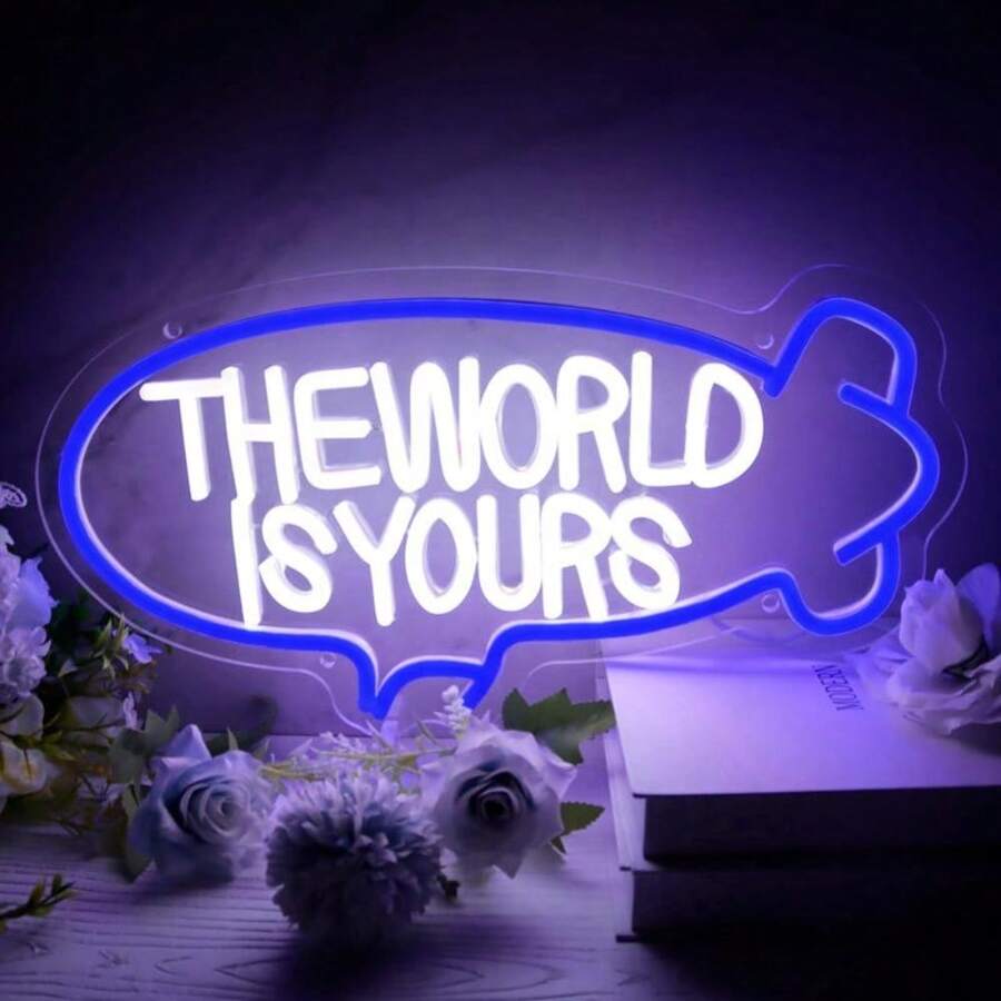 Nata The World Is Yours Neon Signs For Wall Decor, Dimmable Blimp ...