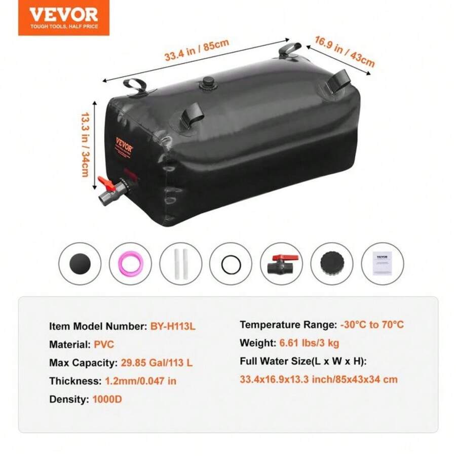 VEVOR Collapsible Rain Barrel - Upgrated Visible Water Level, 53/66/100 ...