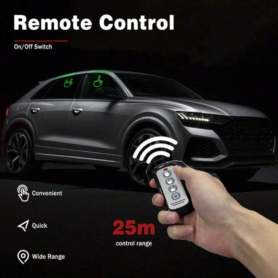 Rechargeable LED Car Rear Window Gesture Light With Remote - Funny Car ...