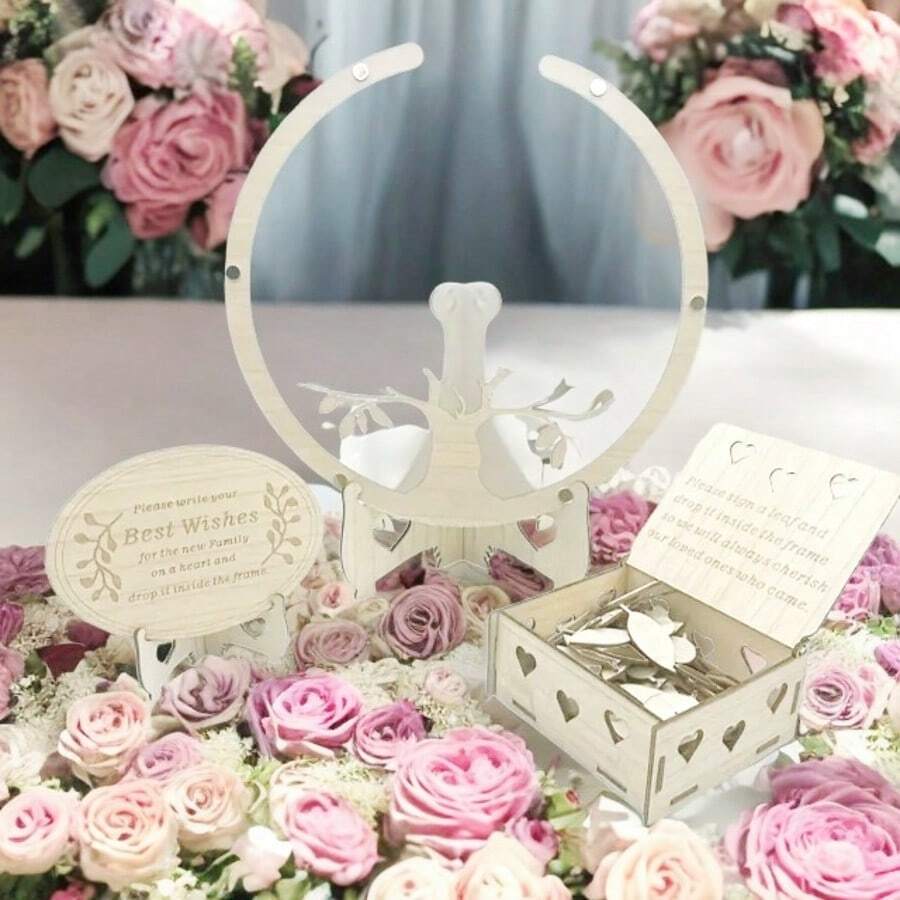 1pc Wedding Guest Book Kit Wooden Transparent Guest Book Drop Box With ...