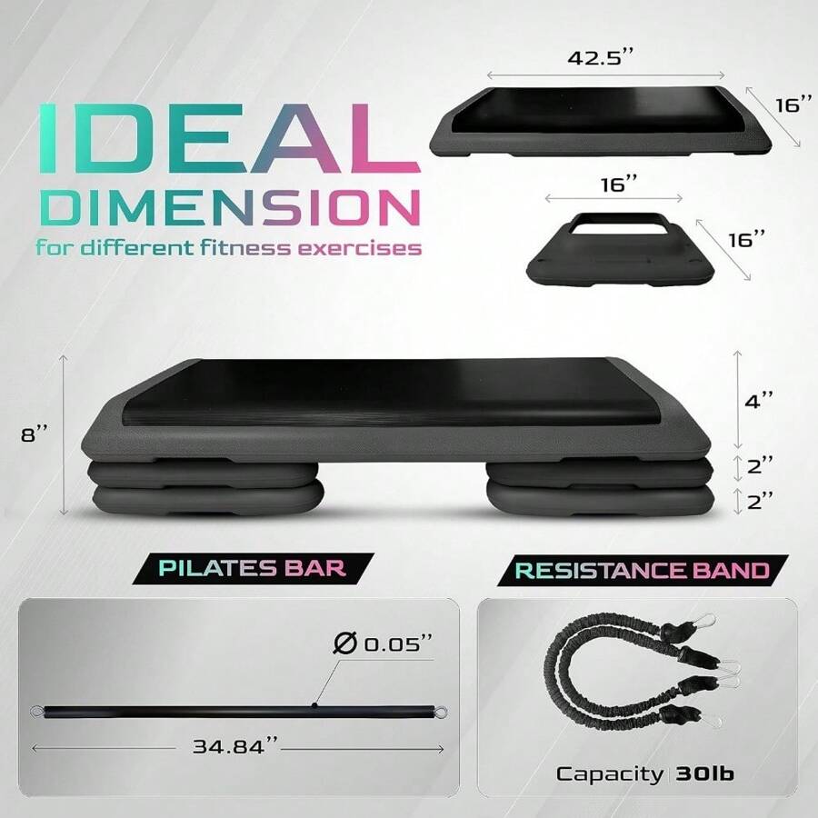 Adjustable Workout Aerobic Exercise Step Platform Health Club Size With ...