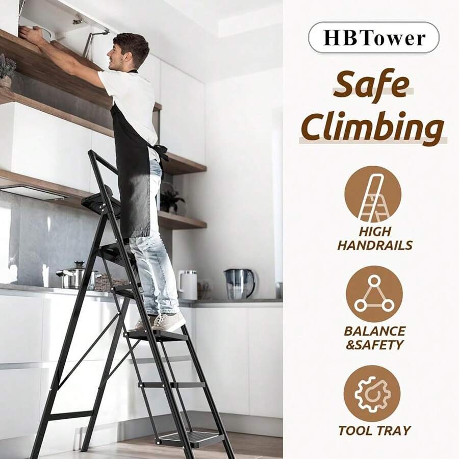 2025-NEW HBTower Step Ladder 5 Steps Adjustable. Ladder 5 Steps. Step ...