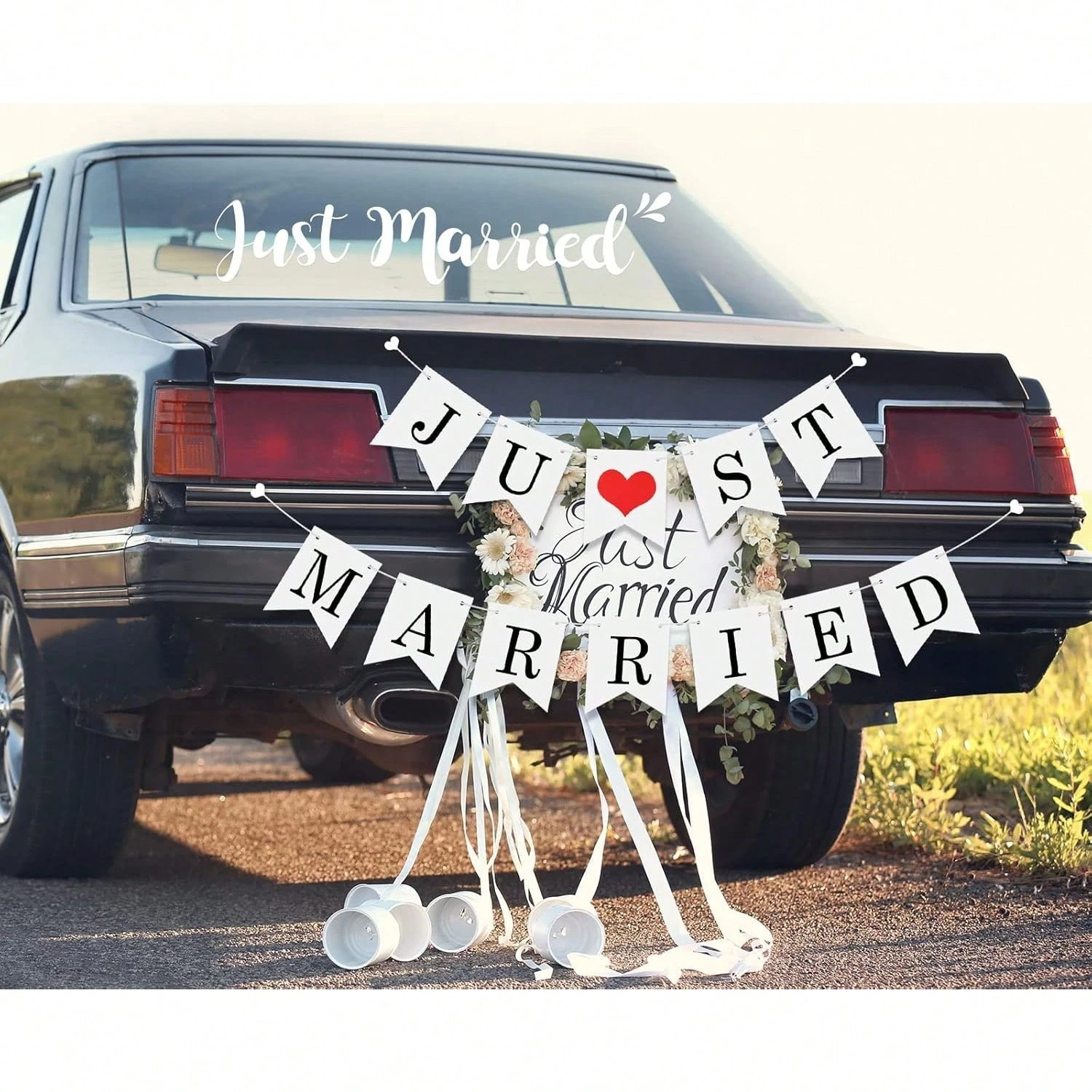 3Pcs Just Married Car Decorations Wedding Car Decorations Just Married ...