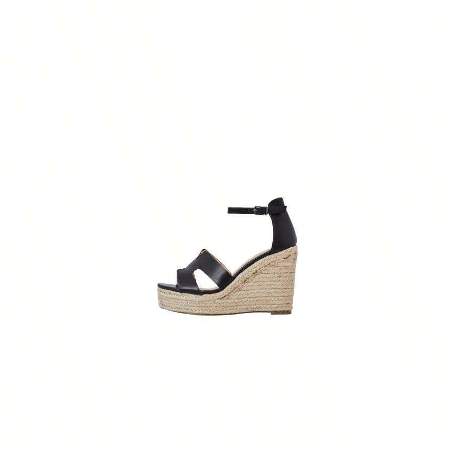 Lemonade Kayson Black H Vamp Ankle Strap Platform Wedge Espadrille ...