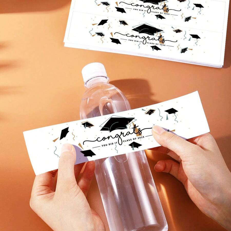 20pcs/10sheets Class Of 2025 Graduation Celebration Water Bottle ...
