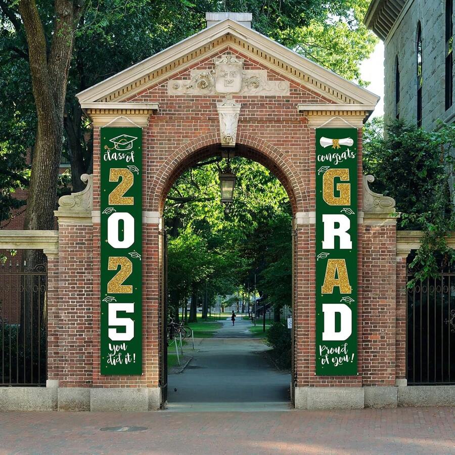 2pcs 2025 Graduation Decoration Horizontal Banner Gate Signage, Blue ...