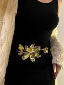 1pc Bohemian Retro Floral Design, Exaggerated Metal Tulip Flower Waist ...