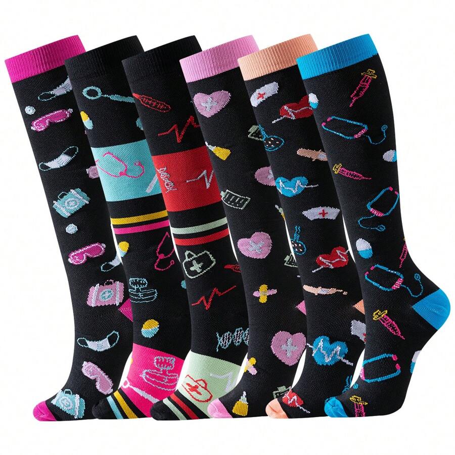 1/6 Pairs Women Stylish Knee-High Nurse Socks | SHEIN USA