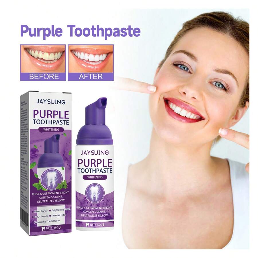 Purple Tooth Whitening Toothpaste, Brightens Teeth Cleans Stains And ...
