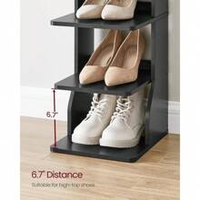 7-Tier Vertical Shoe Rack, Narrow Shoe Storage Organizer With Hooks ...