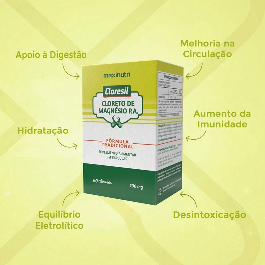 Kit 3 Cloresil Cloreto Magnésio 500mg 60 Cápsulas Maxinutri | SHEIN Brasil