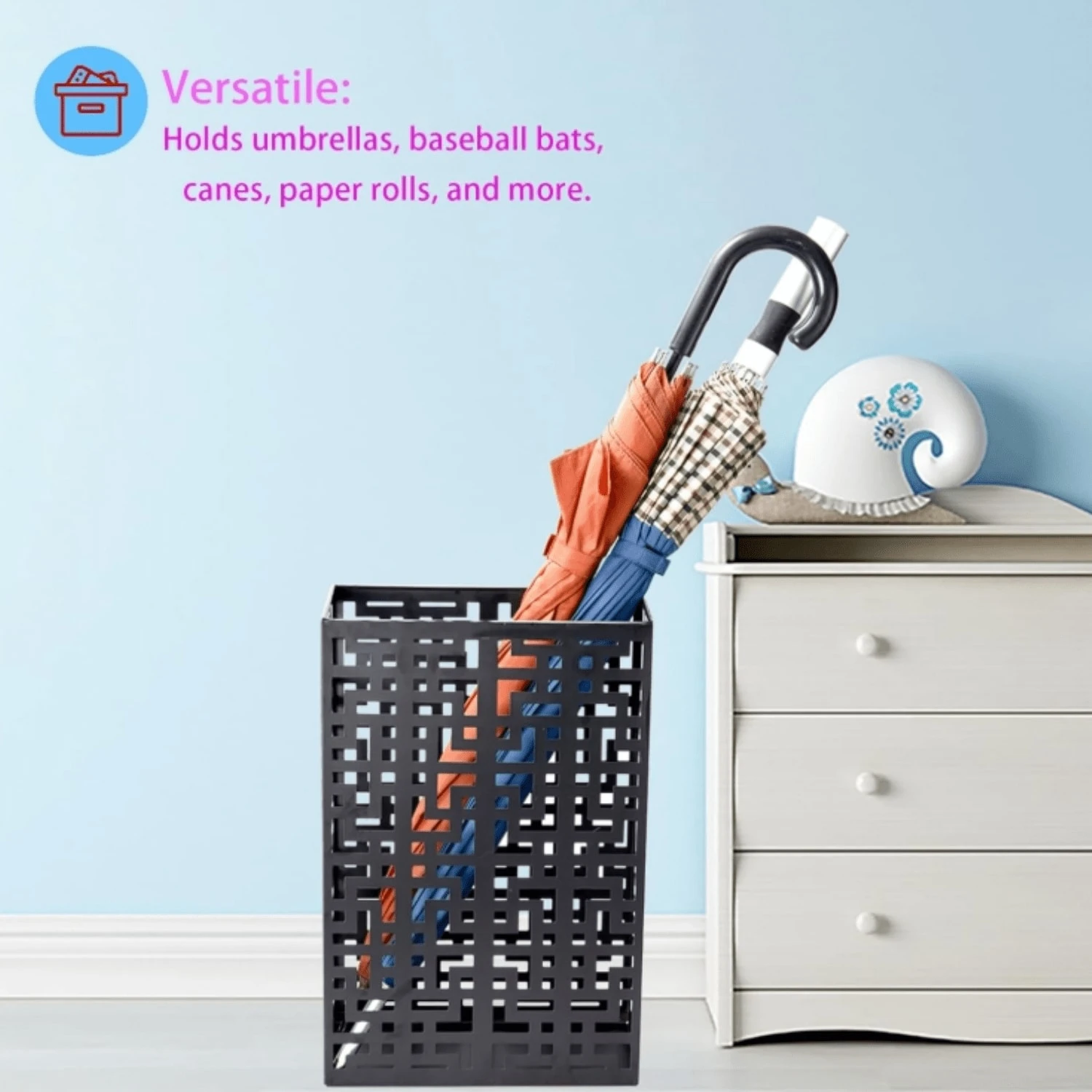Umbrella Stand Rack For Entryway, Hollow Metal Umbrella Holder ...