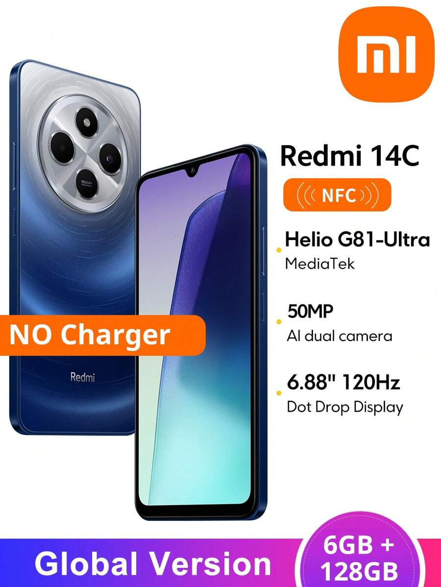 Xiaomi Redmi 14C NFC Smartphone 6GB+128GB Global Version Helio G81-Ultra Processor 6.88" Dot ...