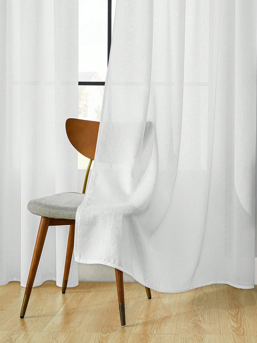 1pc Tulle Curtain, Voile Curtain, Translucent Curtain, Sheer Curtain ...