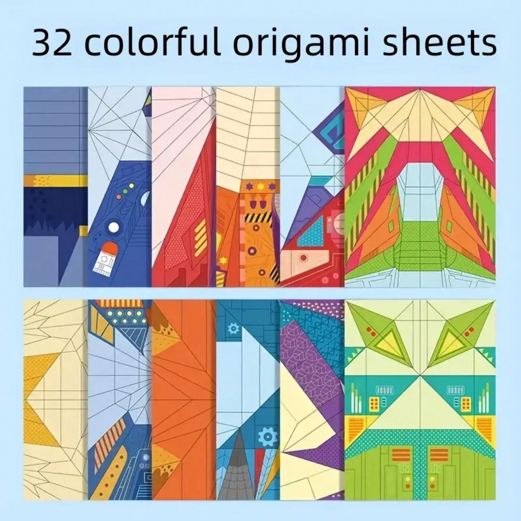 16 Designs Of Paper Airplanes / 32 Sheets Of Origami Paper With Crease ...