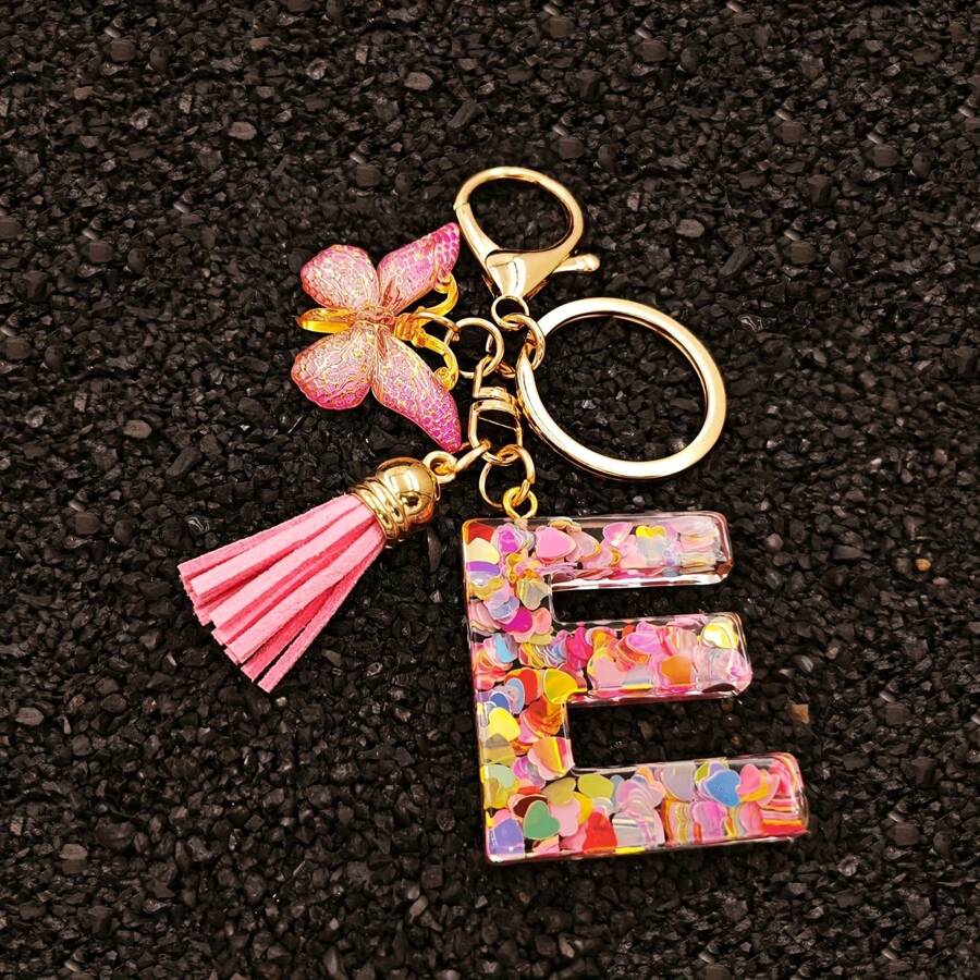 Letter & Heart Resin Keychain, AB Glue 26 Letter Keyrings | SHEIN USA