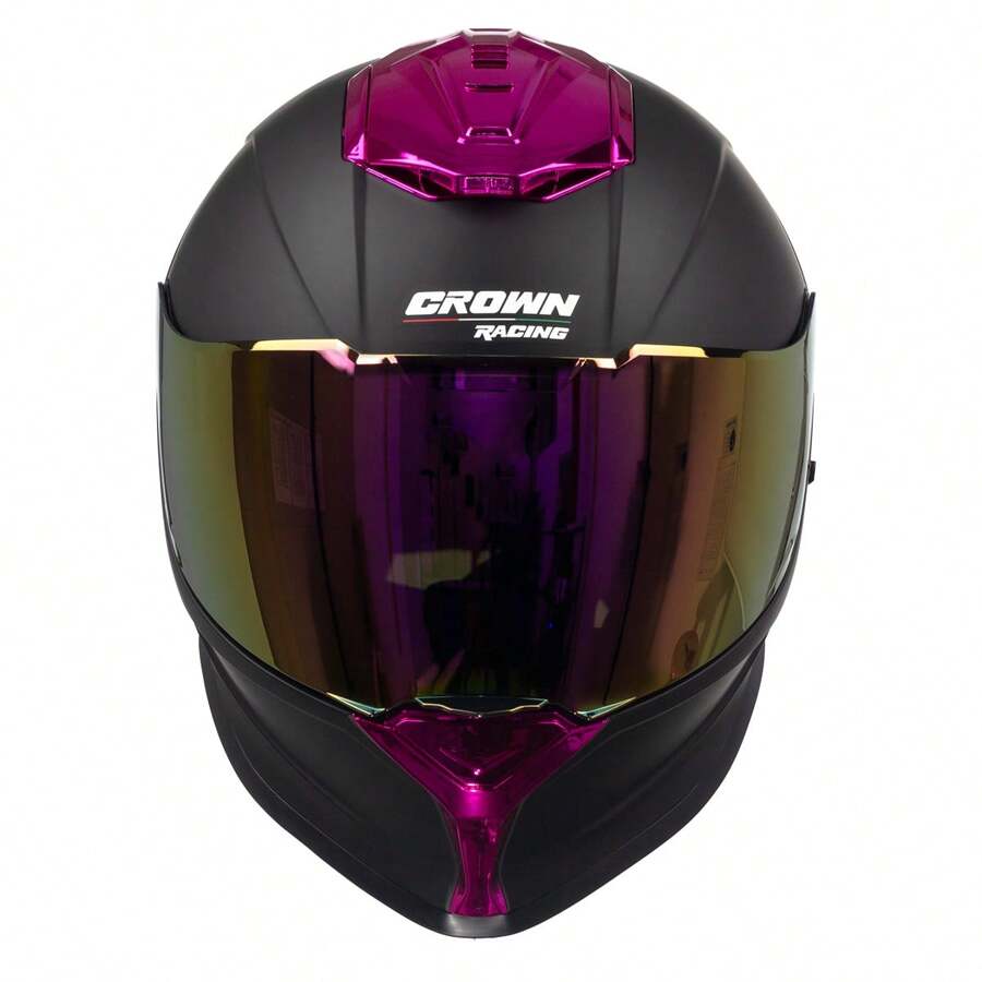 Crown Racing Motorcycle Dual Visor Flip Up Modular Open Face Helmet DOT ...