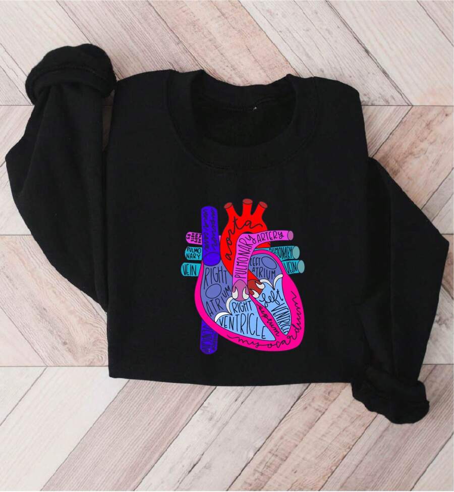 Heart Anatomy Sweatshirt, Cardiac Nursing Sweater, Nursing School ...