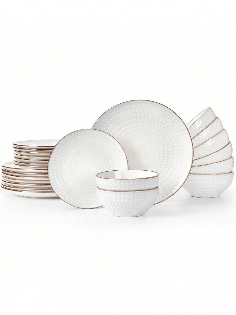 Richmount 24-Piece Dinnerware Sets, Stoneware Dishes Set For 8, With An ...