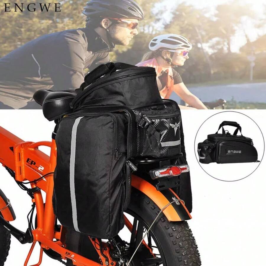 ENGWE Waterproof Leather Bicycle Seat Pannier Bag - Versatile Bike Rack And Shoulder Bag For ...