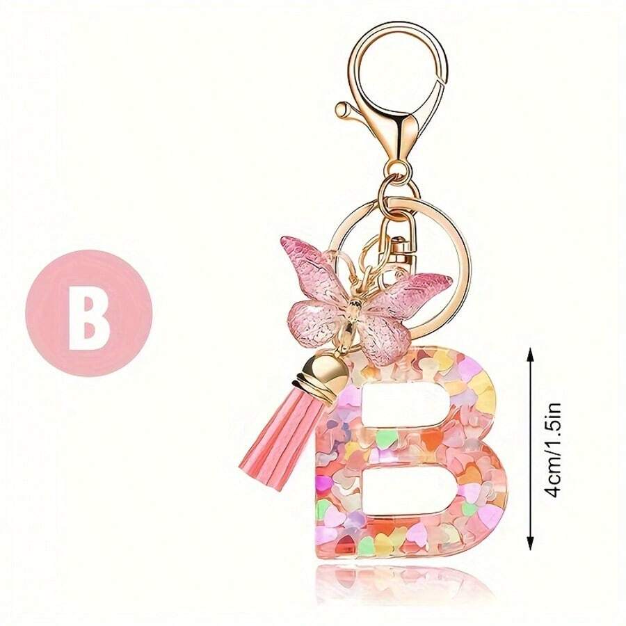 Letter & Heart Resin Keychain, AB Glue 26 Letter Keyrings | SHEIN USA