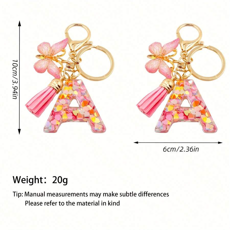 Letter & Heart Resin Keychain, AB Glue 26 Letter Keyrings | SHEIN USA