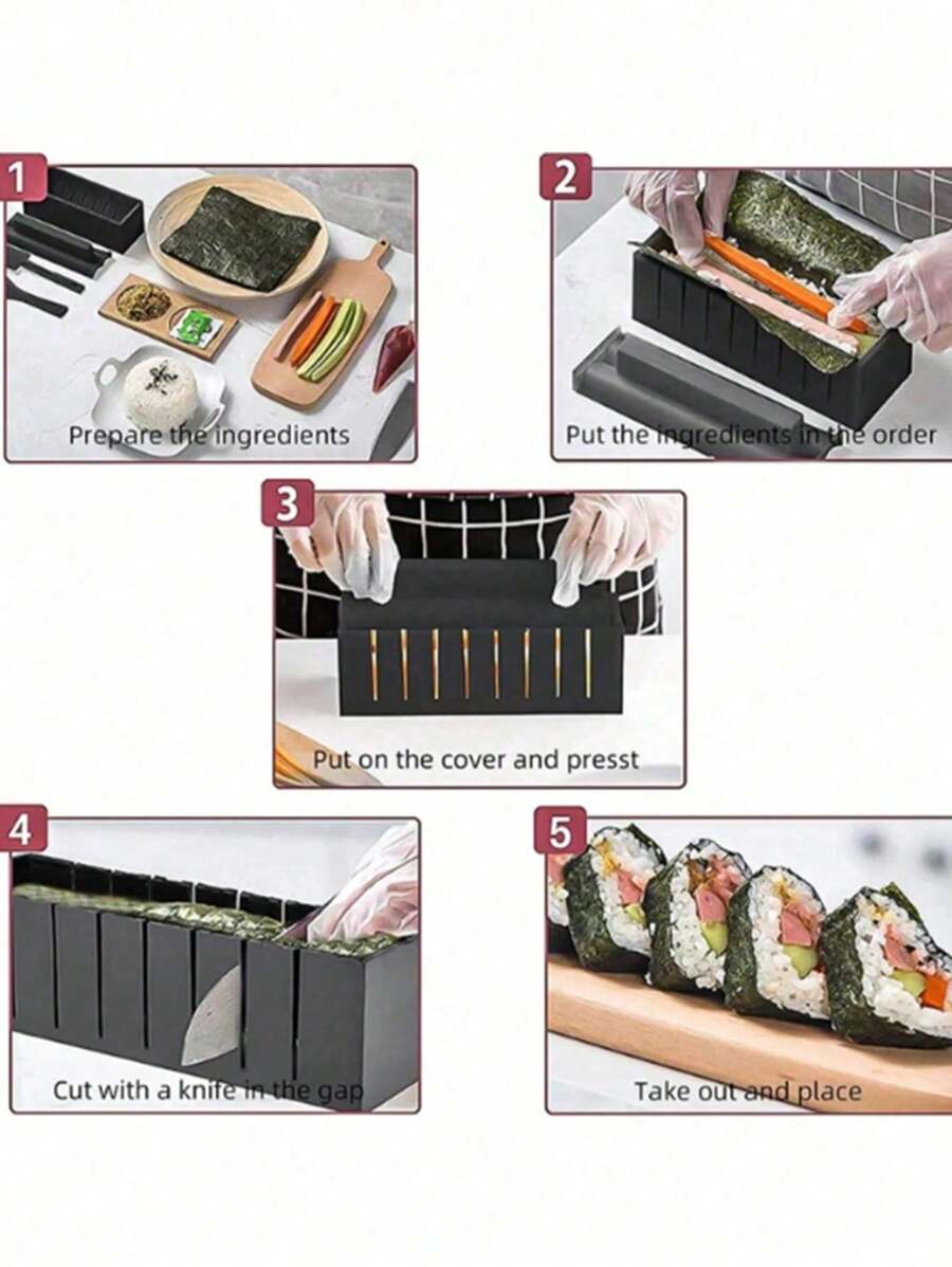 Sushi Making Set, Plastic DIY Sushi Tool Set With Rice Mold, Seaweed ...