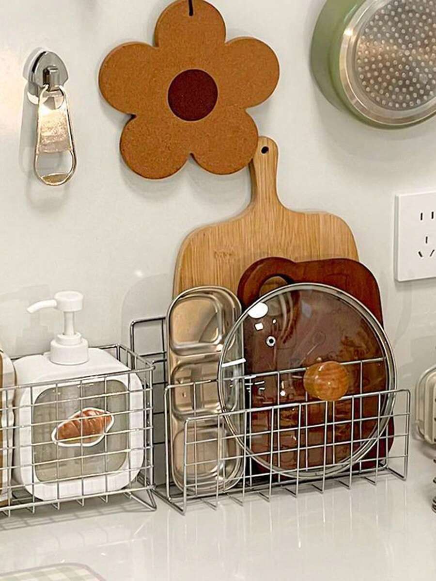 1pc Kitchen Countertop Storage Basket, Rectangular Rack For Holding ...