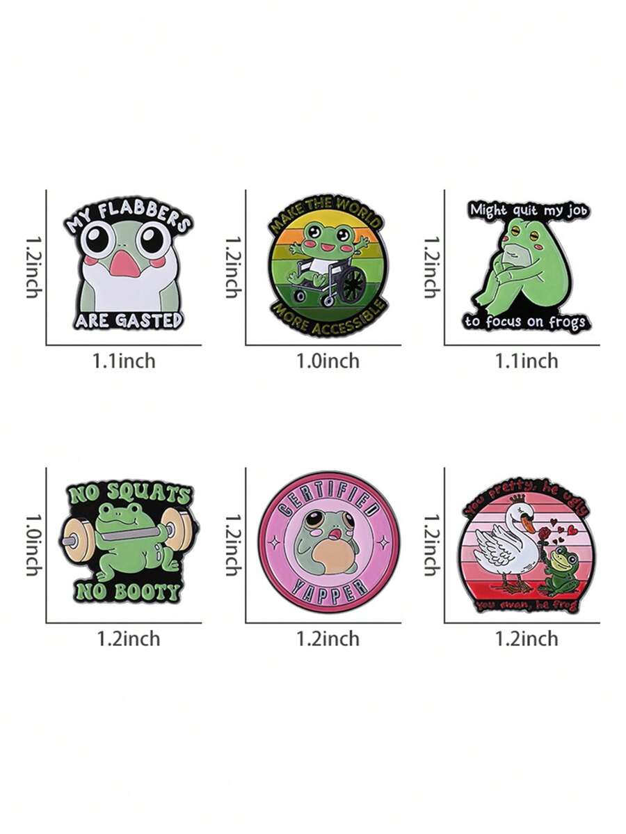 6Pcs Certified Yapper Frog Enamel Pins My Flabbers Are Gasted Cute ...