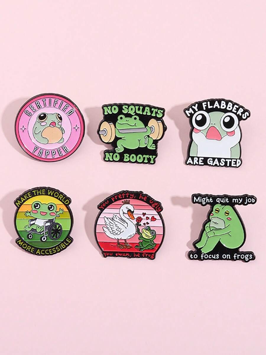 6Pcs Certified Yapper Frog Enamel Pins My Flabbers Are Gasted Cute ...