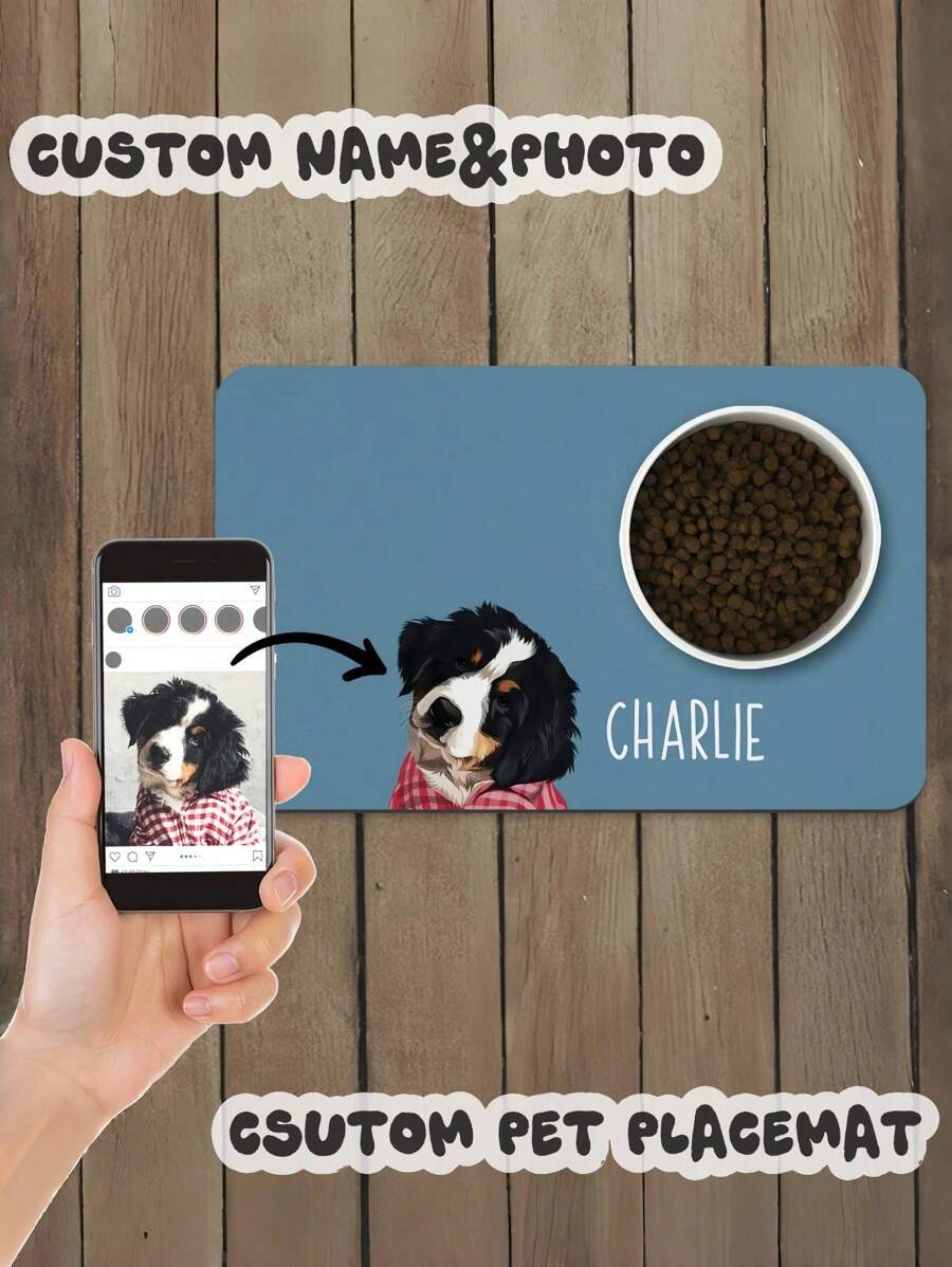 1pc Custom Dog Mat, Personalized Dog Portrait Placemat, Custom Pet ...