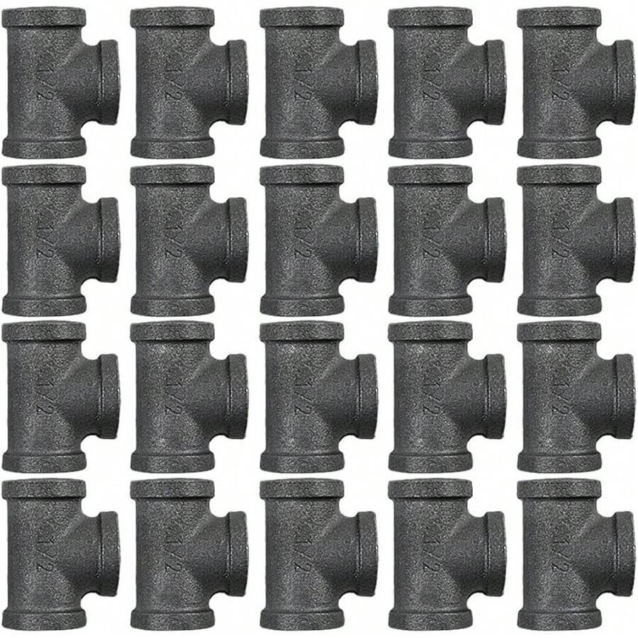 20 Pack 1/2 Inch Tee Threaded Pipe Fittings, Cast Pipe Fittings For DIY ...