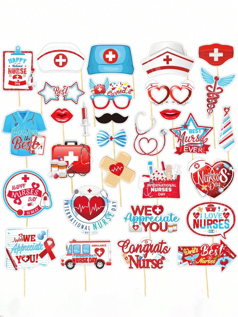 30pcs Nurse Graduation Theme Photo Decoration Props, THANK YOU NURSE ...