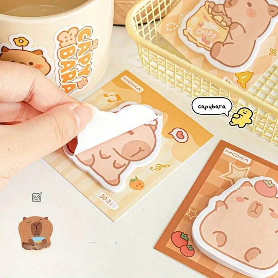4 Books Random Style Sheets Of Capybara Opposite Sticky Notes, Cute ...