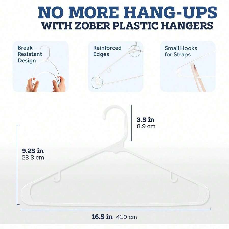 Clothes Hangers - White, Plastic Hangers 50 Pack For Shirts, Dresses ...