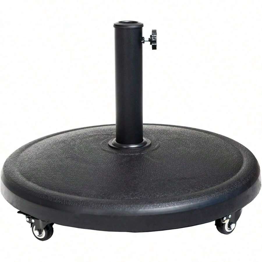 Black 44 Lb Heavy Duty Round Base Stand With Rolling Wheels - For ...