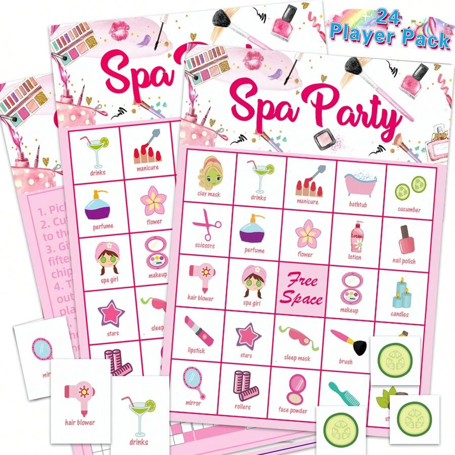 Spa Party Bingo Game &Paper Poster Makeup Party Bingo Cards Beauty ...