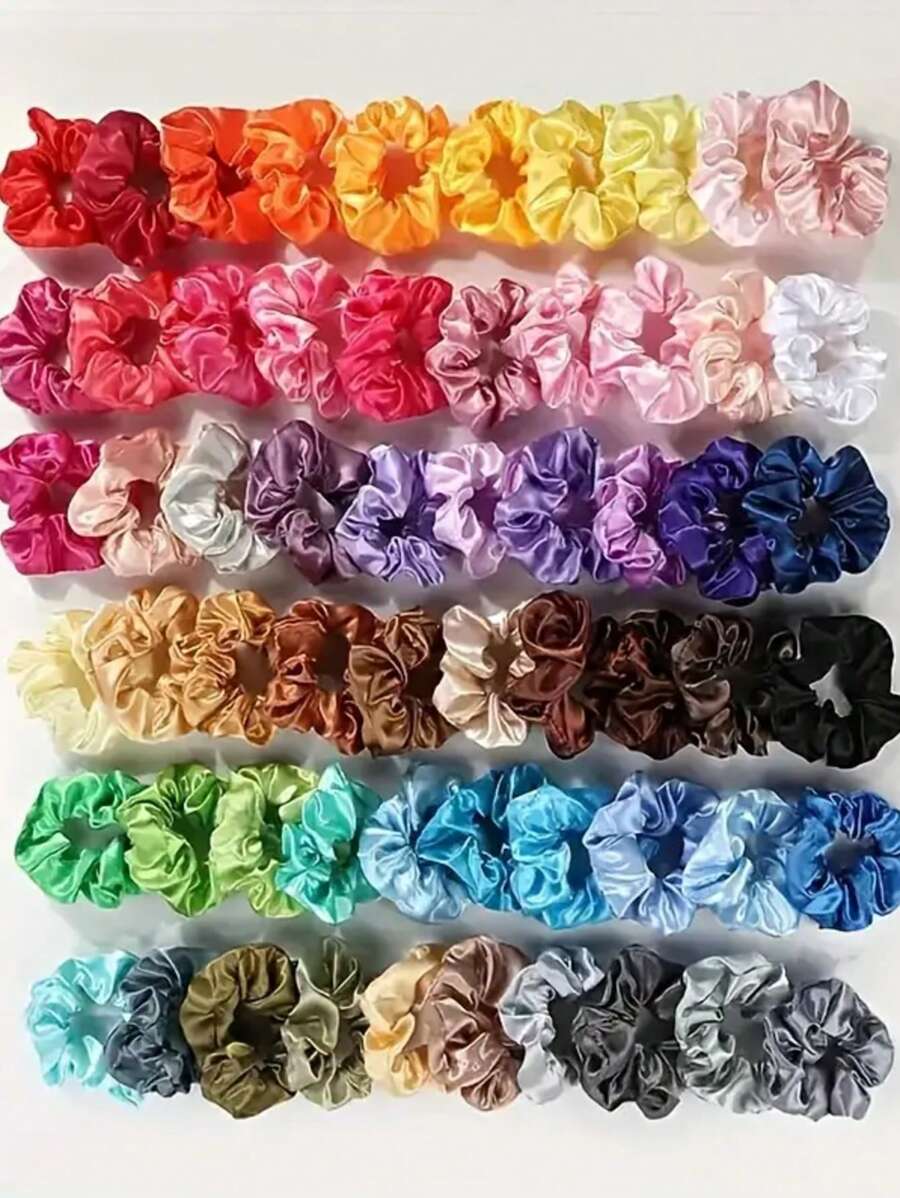 6/12/20/30pcs Elegant Solid Satin-Like Hair Scrunchies, Hair ...