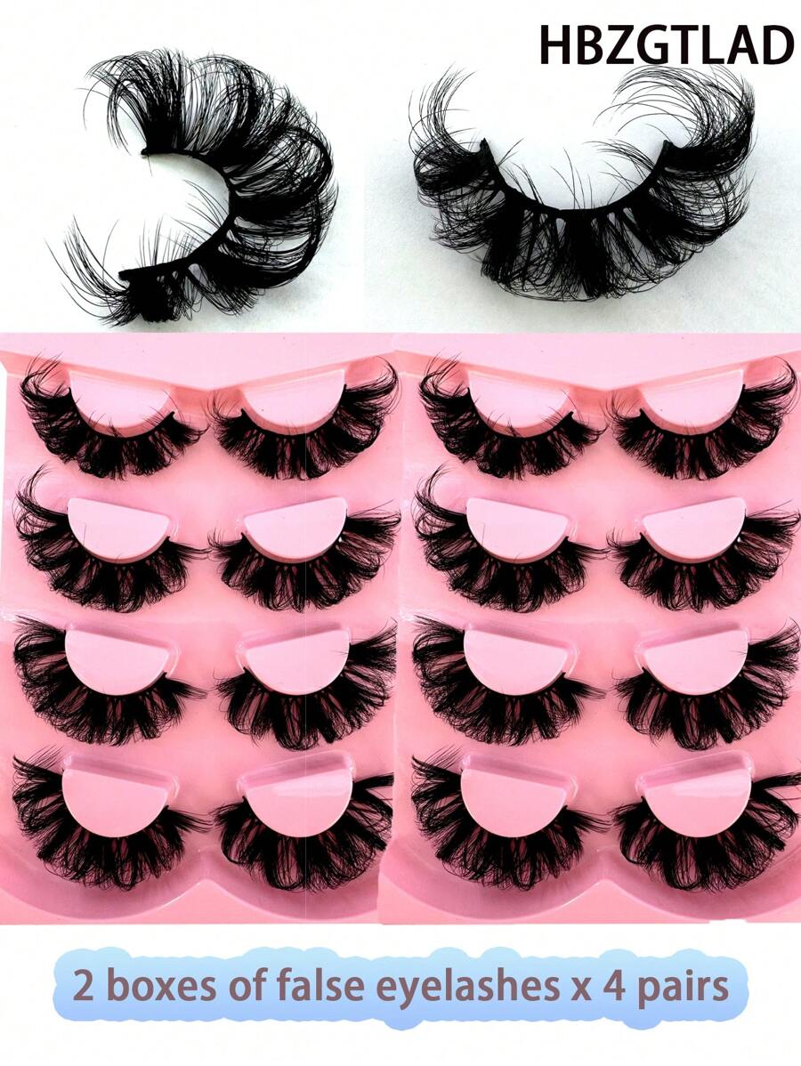 HBZGTLAD NEW 2 Box 8 Pairs Pairs Cat Eye Lashes Fluffy Faux Mink Lashes ...