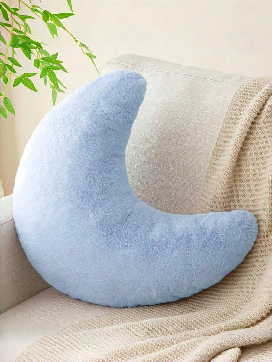 Moon Pillow, Decorative Throw Pillows With Soft Faux Rabbit For Bed ...