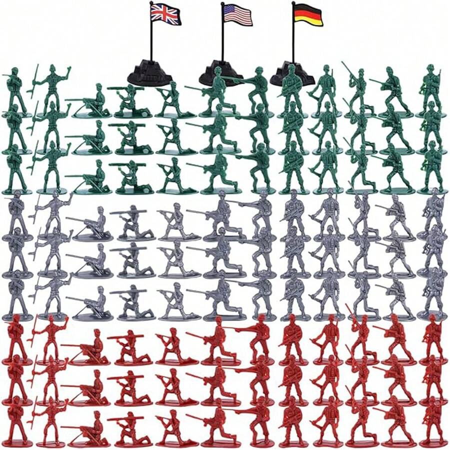 100 piezas Juego militar, Conjunto de figuras de soldados de plástico ...