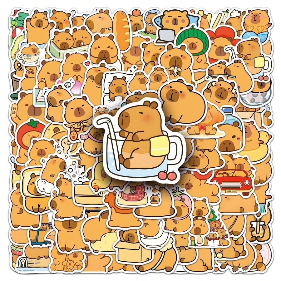 100Pcs Cute Cartoon Capybara Stickers Capybara Party Favors Capybara ...